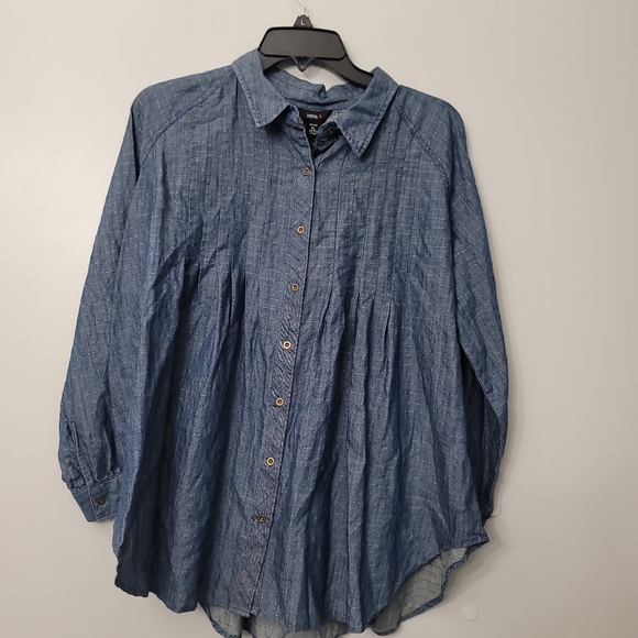 intro. | Tops | Intro Slub Sketch Print Point Collar Long Rolltab ...